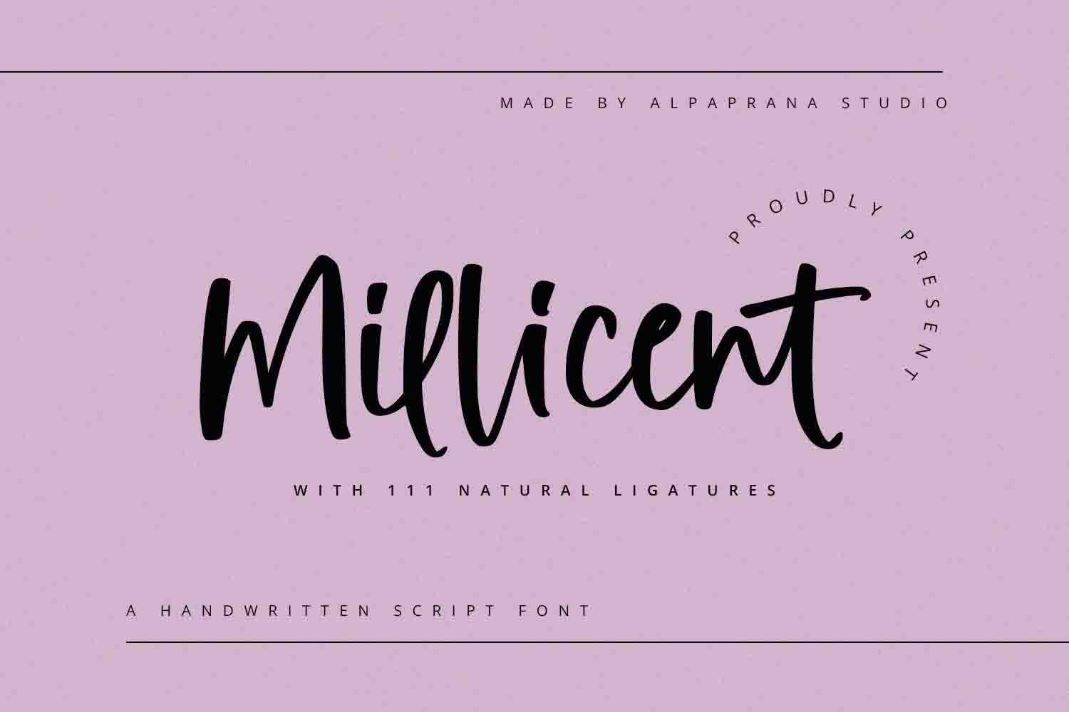 Millicent - Handwritten Script Font - Alpaprana Studio