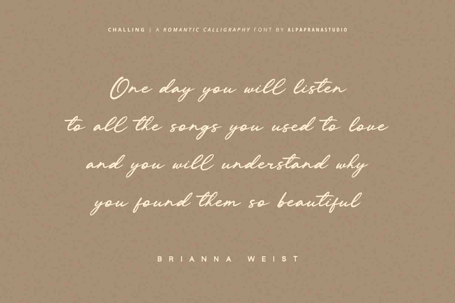 Challing - Romantic Calligraphy Font - Alpaprana Studio