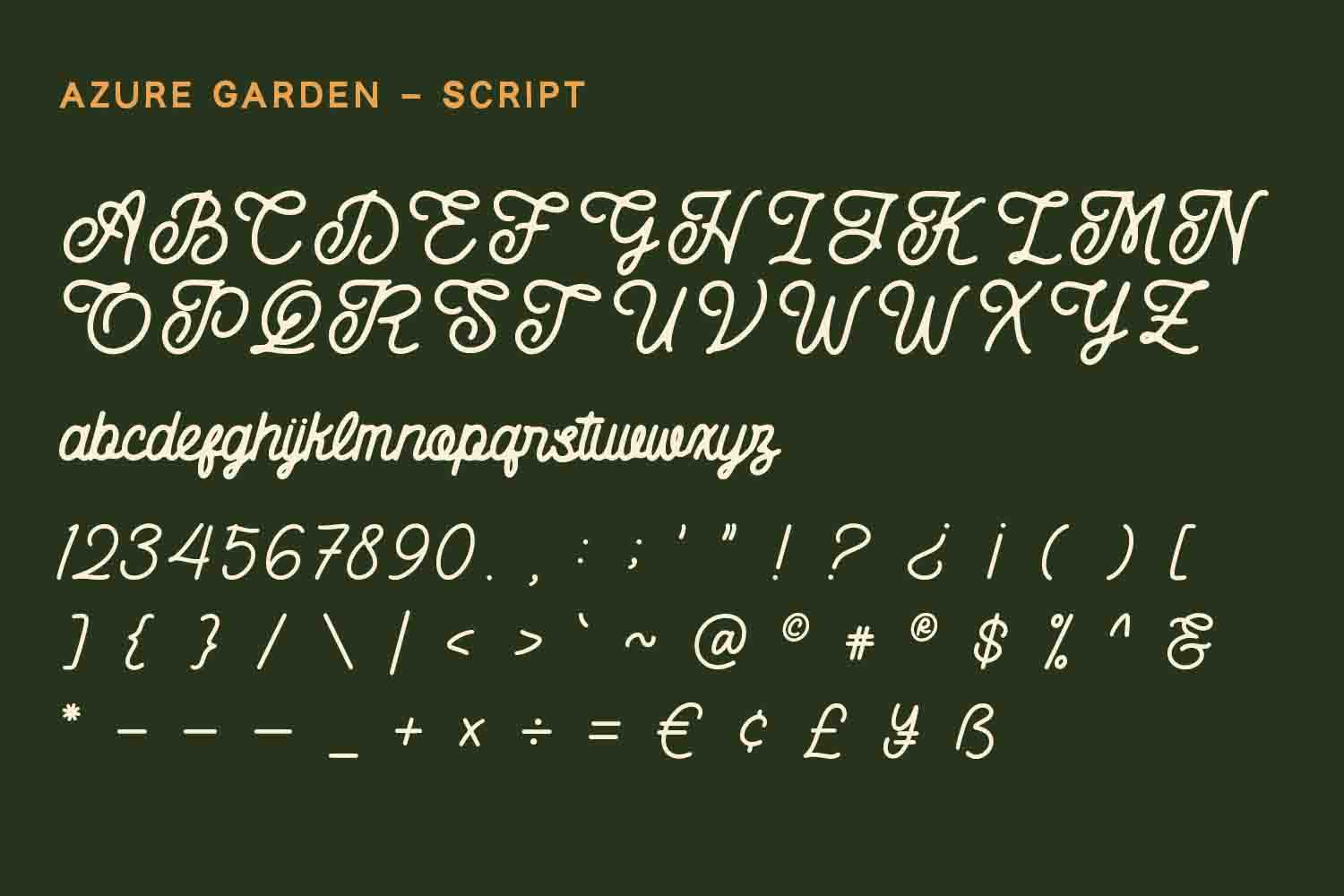 Azure Garden - Vintage Script - Alpaprana Studio